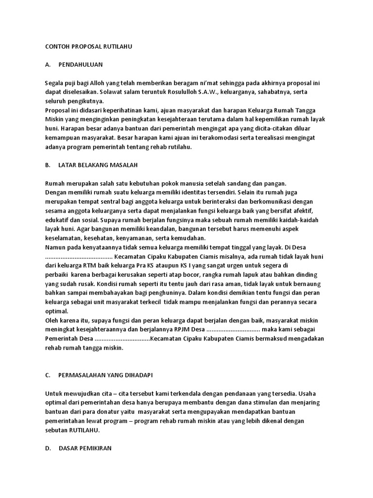 Contoh Proposal Rutilahu | PDF