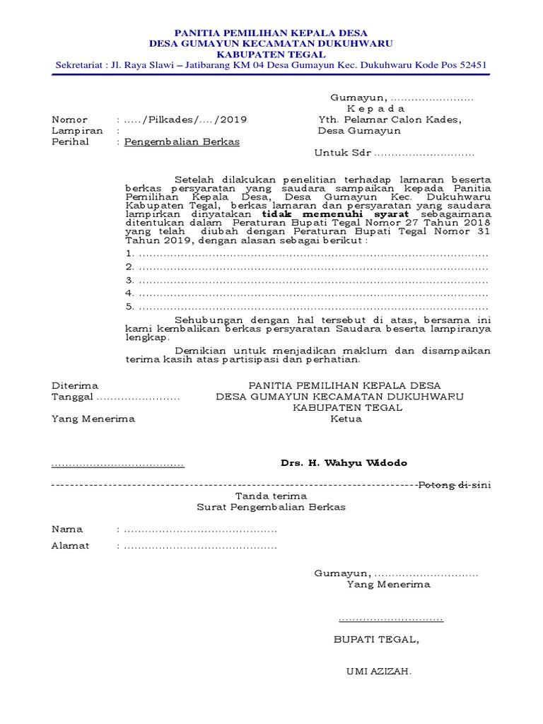 Surat Pengembalian Berkas | PDF