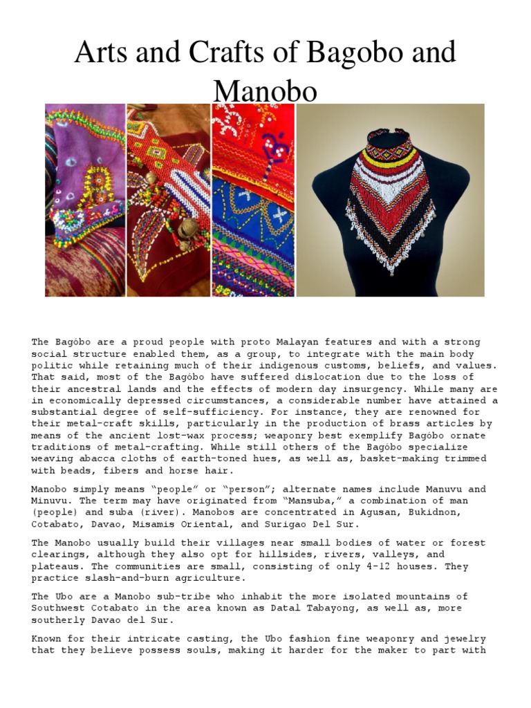 Arts and Crafts of Bagobo and Manobo | PDF | Textiles | Embroidery