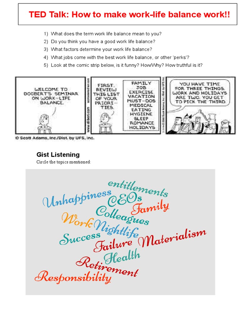 Ted Talk How To Make Worklife Balance Work Worksheet Templates Layouts ...