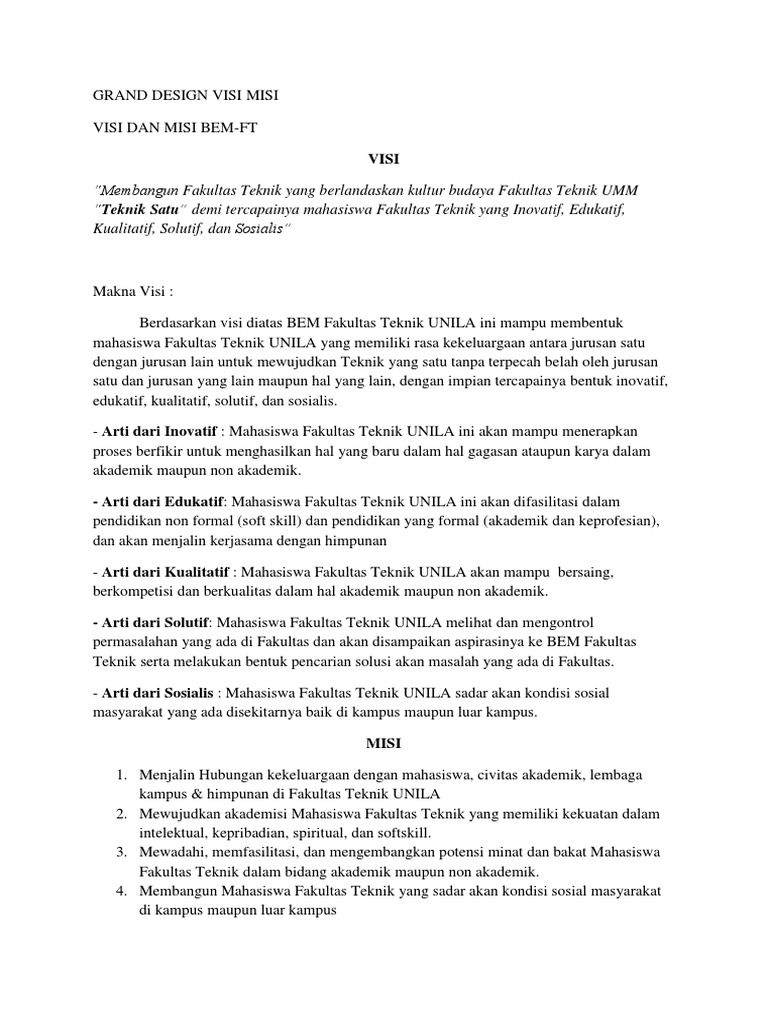 Grand Design Visi Misi | PDF