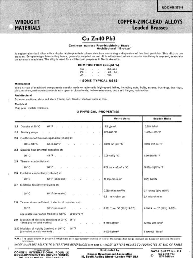 Cuzn40pb3 cw614n Datasheet E8 | PDF