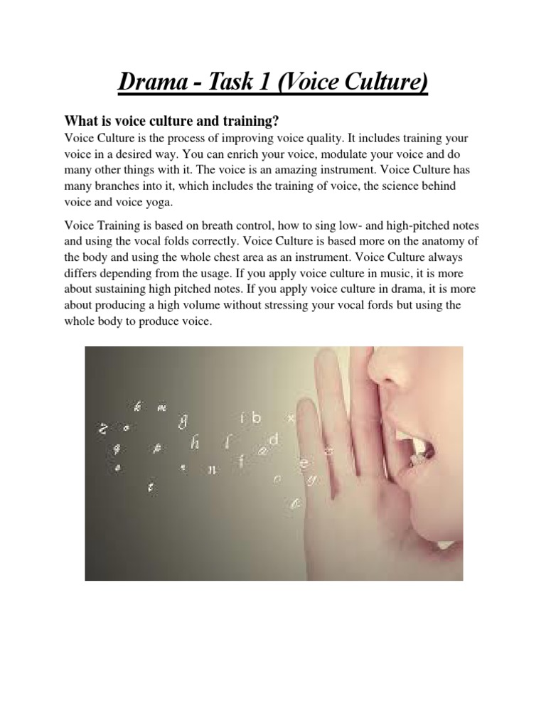 Voice Culture Task | PDF | Singing | Vocal Pedagogy