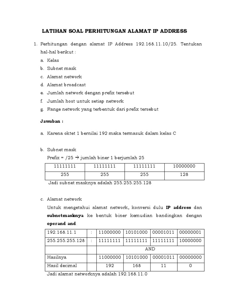 Perhitungan IP Address | PDF