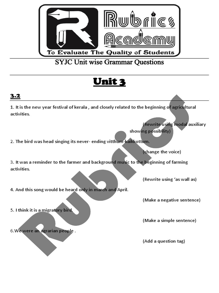 12th Unit 3 English Grammar | PDF | Linguistic Morphology | Language ...