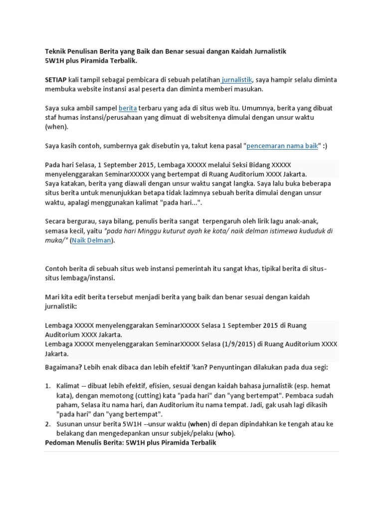 Teknik Penulisan Berita Yang Baik Dan Benar Sesuai Dangan Kaidah ...