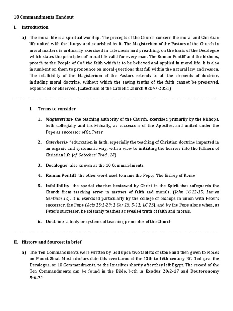 10 Commandments Handout | PDF | Ten Commandments | Catechism