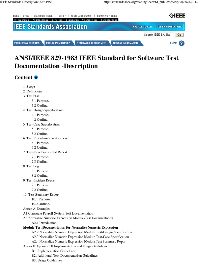 IEEE Standards Description - 829-1983 | PDF | Information Science ...