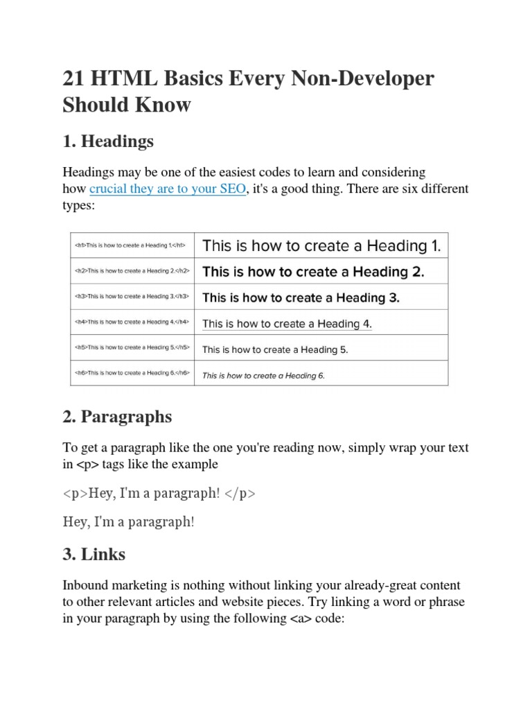21 HTML Commands | Download Free PDF | Html Element | Html
