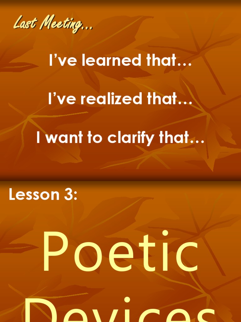 Poetic Devices | PDF | Poetry | Perception