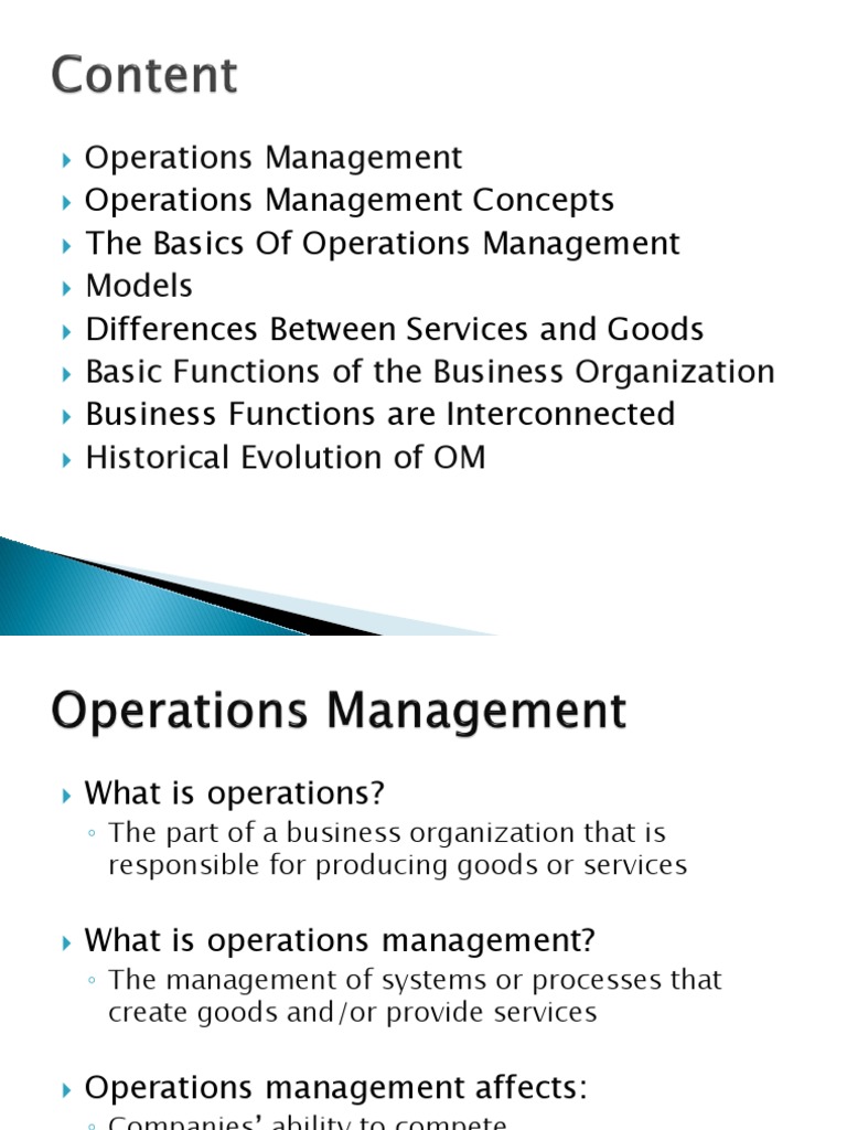Operations Management Overview and Concepts | PDF | Operations ...