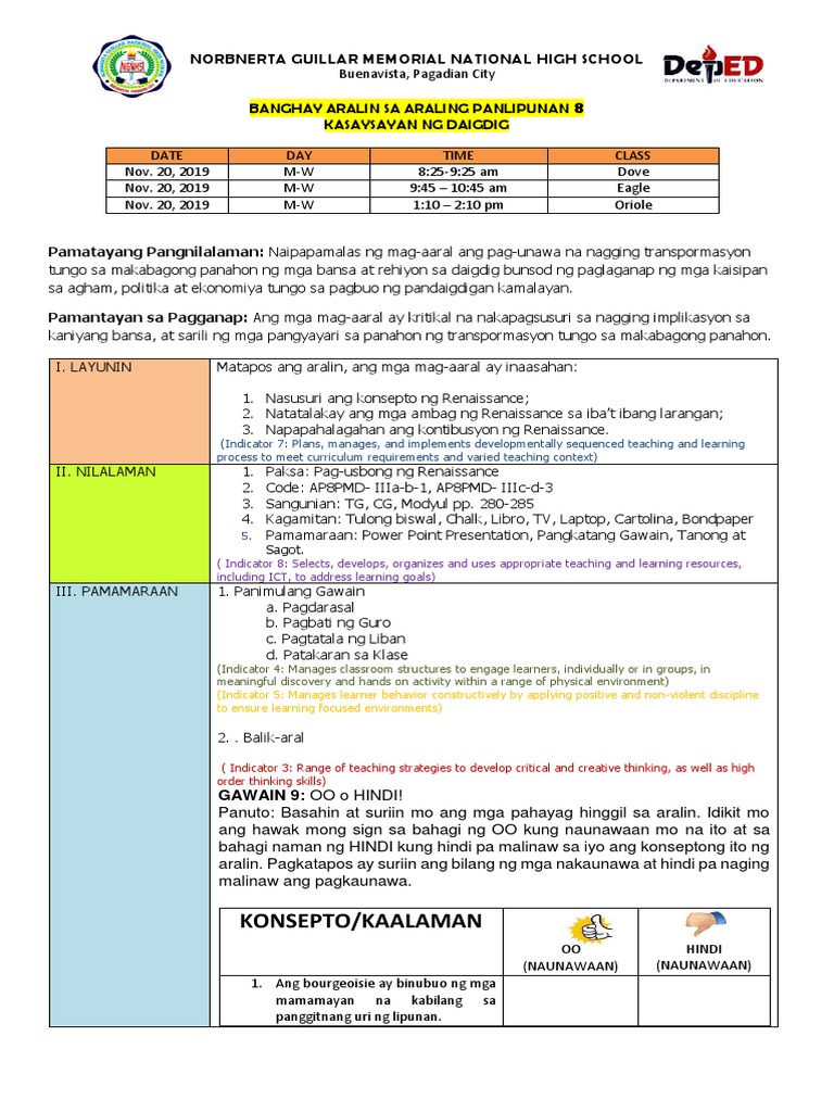 Lesson Plan in Ar Pan 8 | PDF