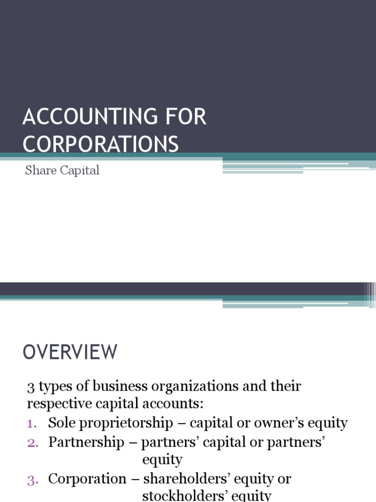 Accounting for the Issuance and Components of Share Capital in ...