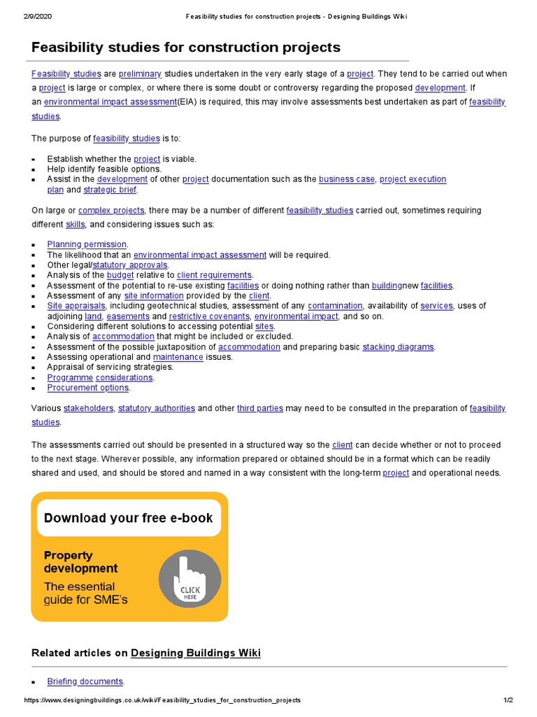 Feasibility Studies For Construction Projects | PDF | Environmental ...