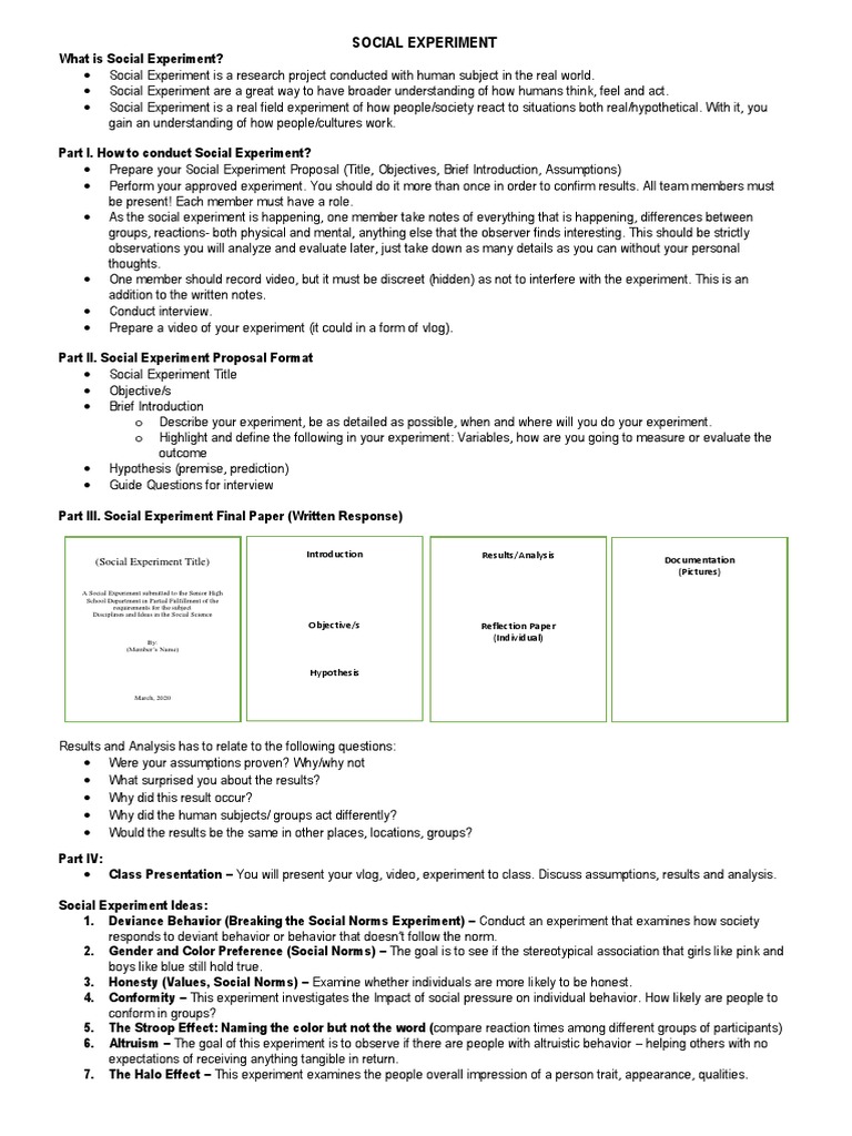 SOCIAL EXPERIMENT Format | PDF | Experiment | Social Science