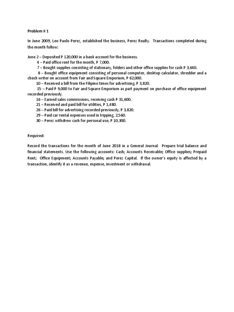 Problems in Accounting | PDF | Expense | Balance Sheet