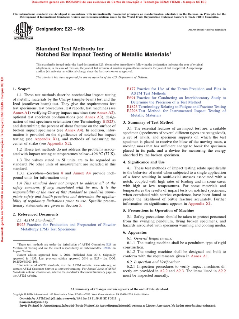 Astm E23 PDF | PDF | Temperature | Measurement