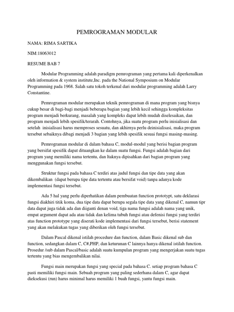 PEMROGRAMAN MODULAR Bab 7 | PDF