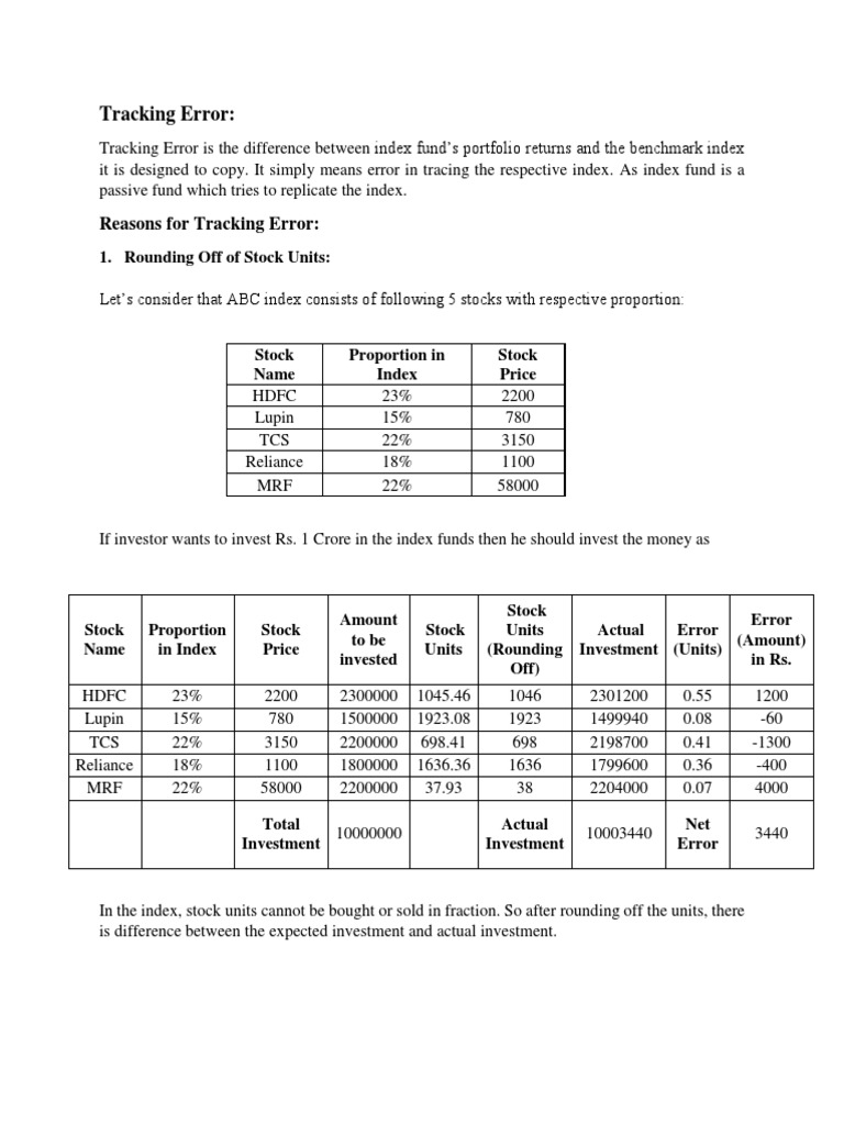 Understanding Tracking Error in Index Funds | PDF | Index Fund | Stock ...