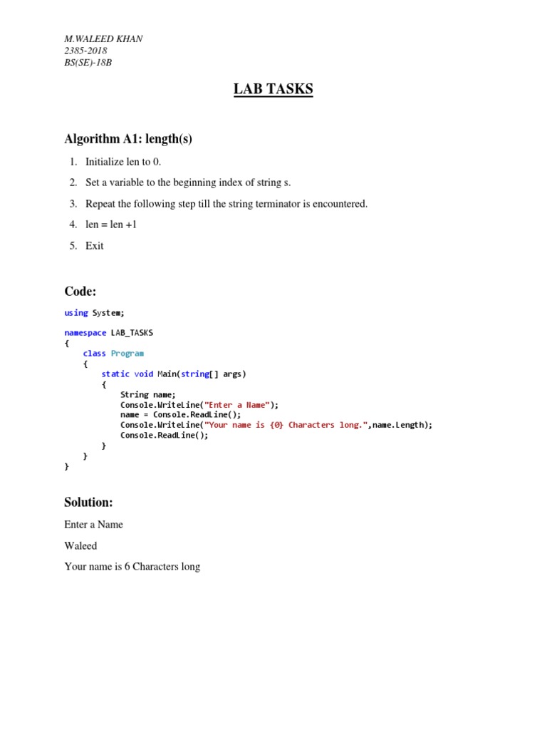 Lab 1 Tasks | PDF | String (Computer Science) | Metalogic