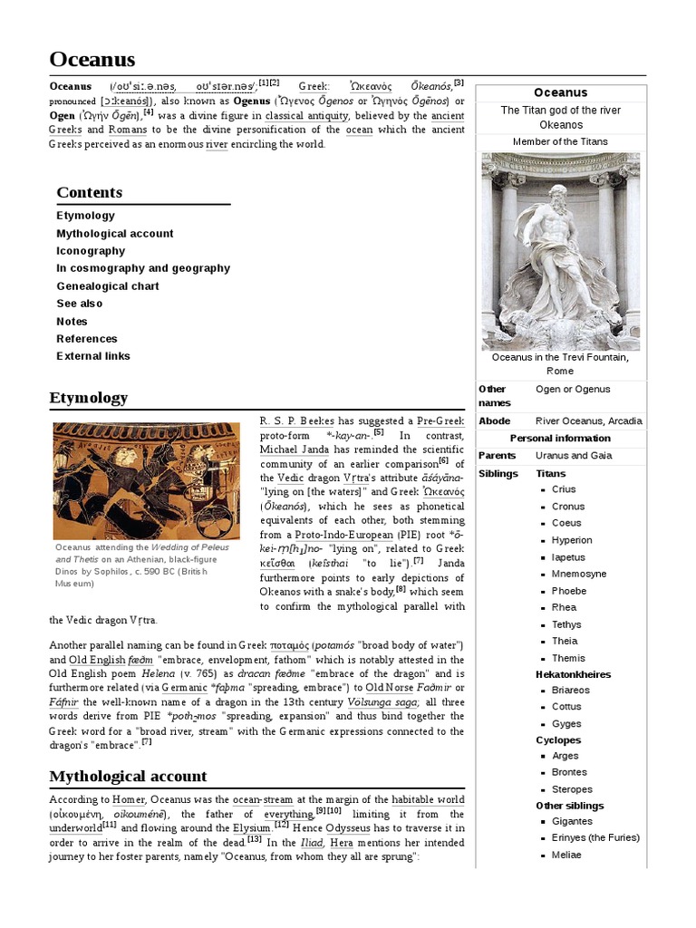 Oceanus | PDF | Mythology | European Mythology