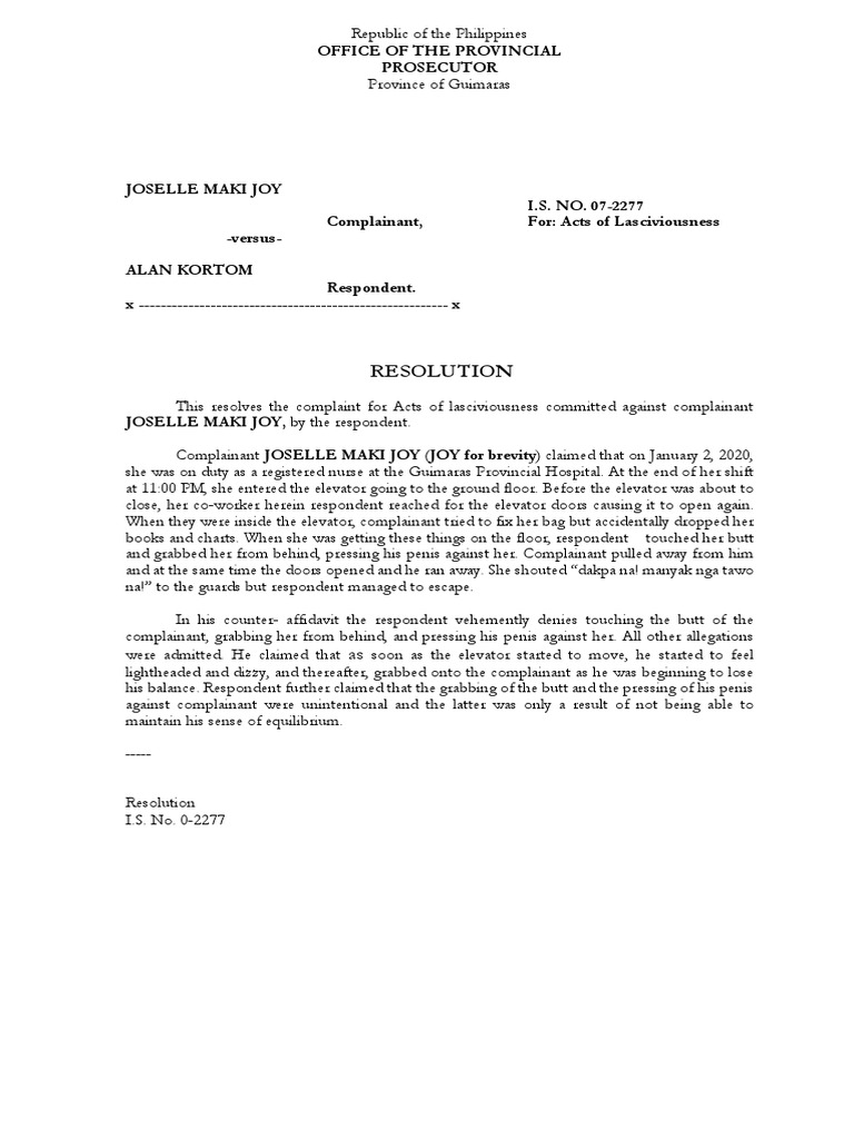 Resolution | PDF | Prosecutor | Bail