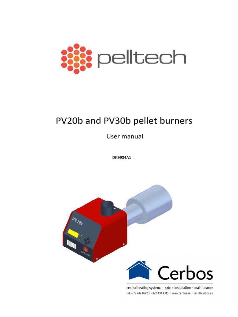Pelltech Pellet Burner PV20b PV30b User Manual PDF | PDF | Thermostat | Chimney