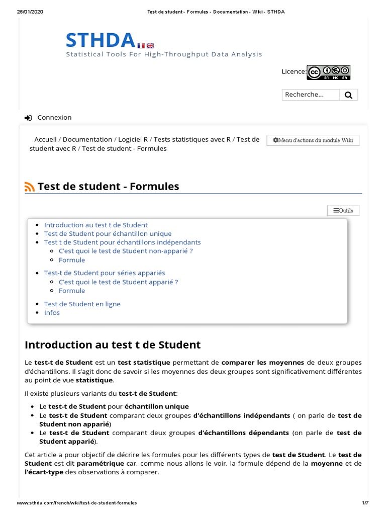 Chapitre 2 Tests De Student : Chapitre 3 du Statistiques II – BYAMJ