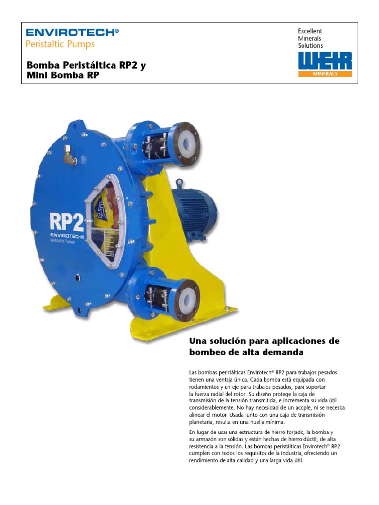 Envirotech Peristaltic Pump Brochure Spanish PDF | PDF | Bomba | Materiales
