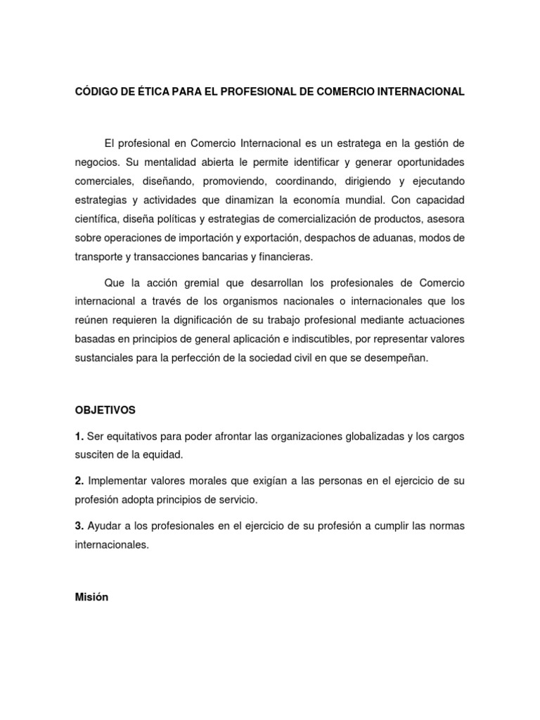 Código de Ética en Comercio Internacional | PDF | El comercio ...