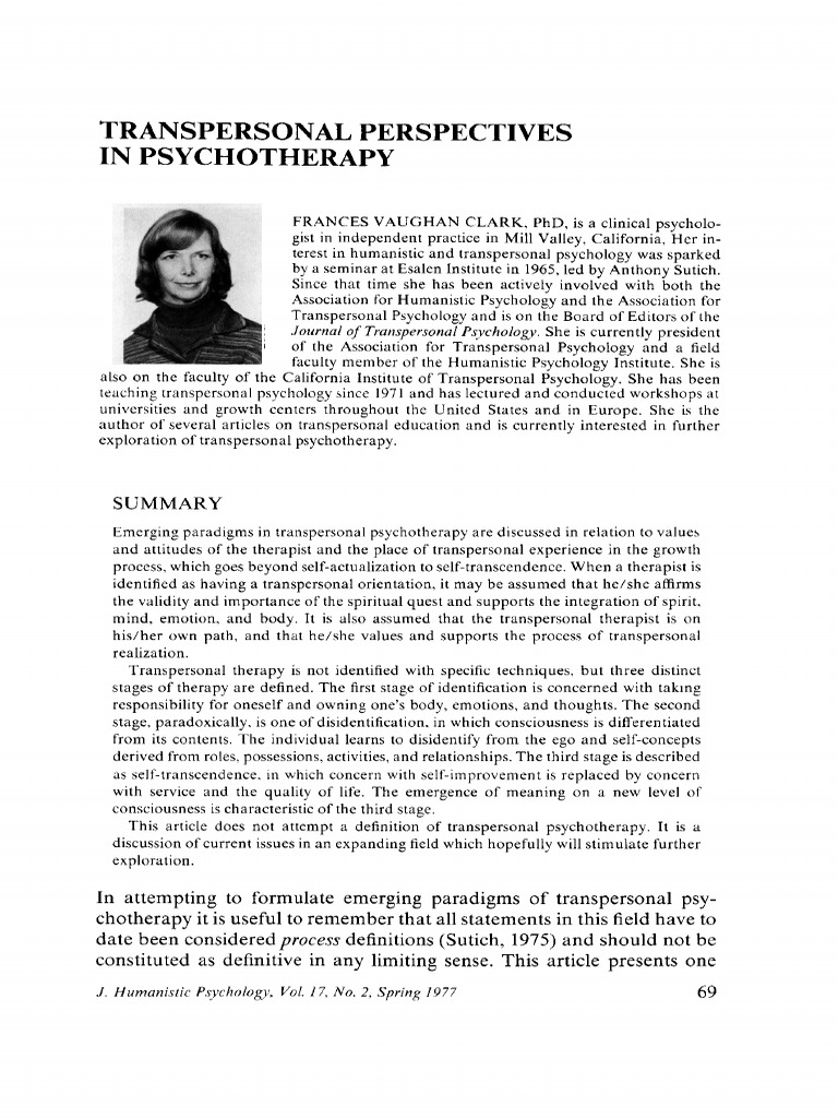 4.transpersonal Perspectives in Psychotherapy 1977 PDF | PDF ...