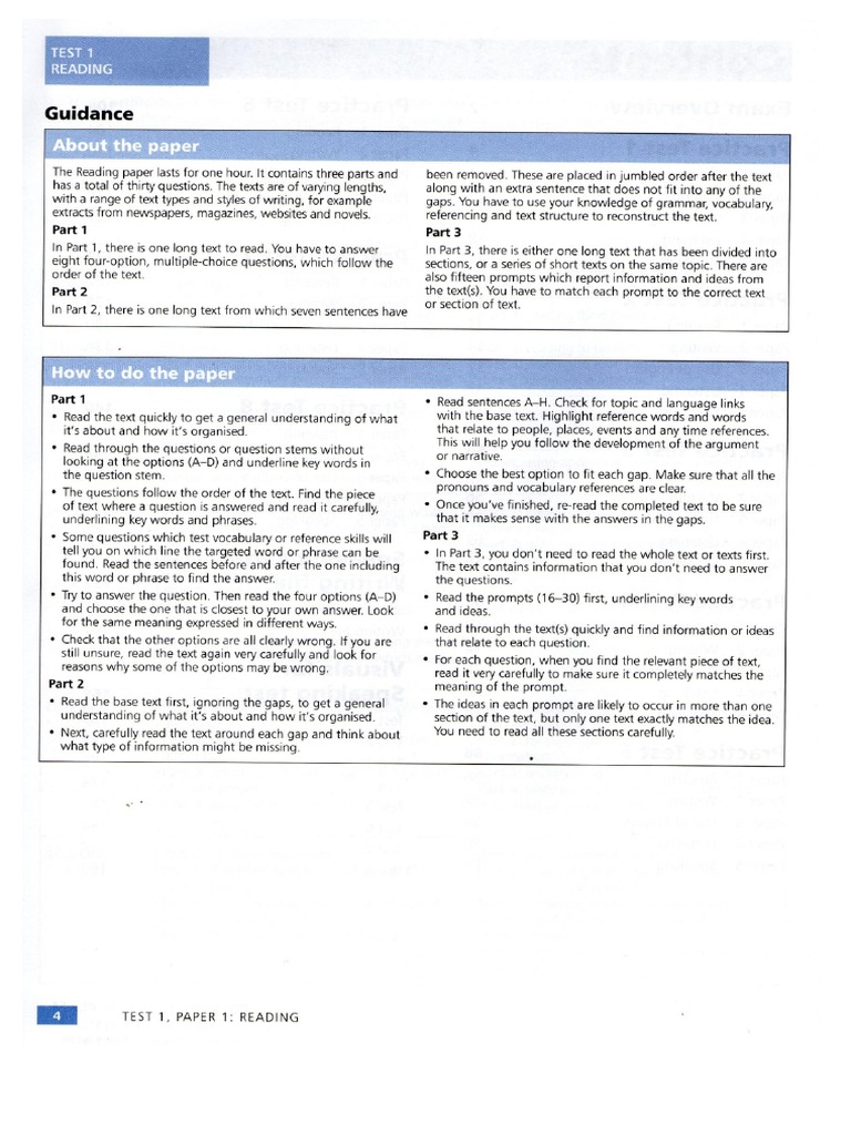 Fce Test 1 Writing Reading and Use of English | PDF