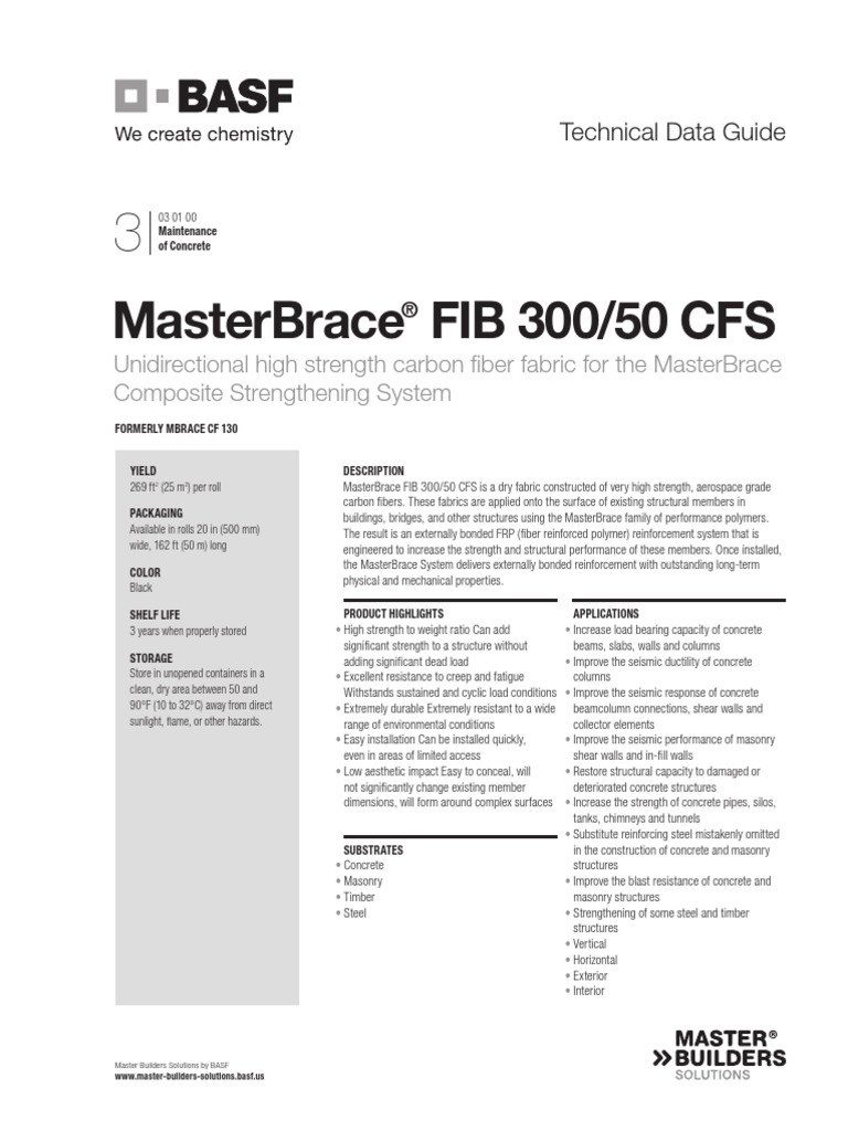 Basf Masterbrace Fib 300 Tds | PDF | Strength Of Materials | Ultimate ...