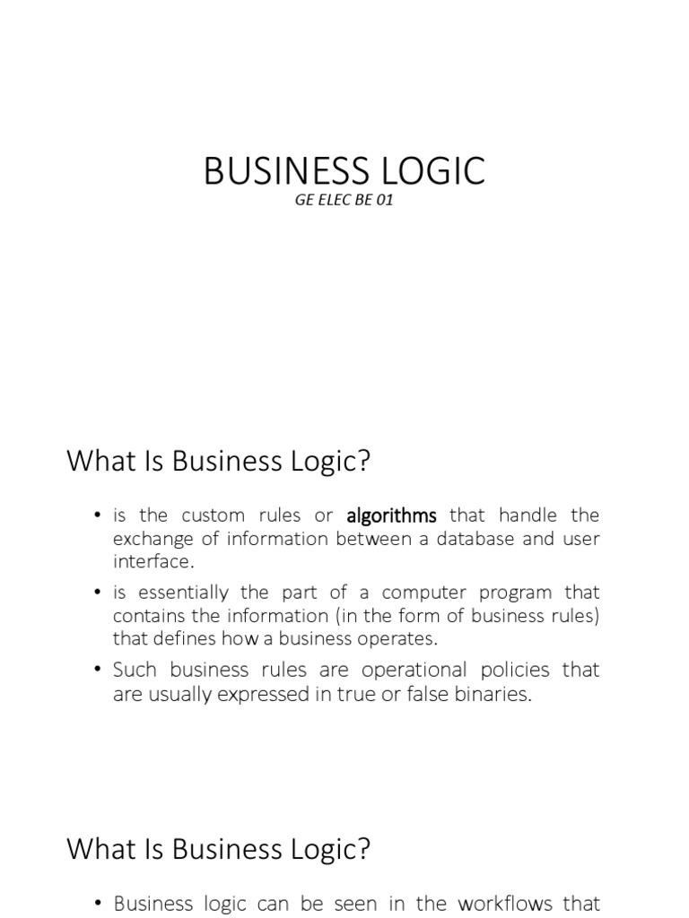 Business Logic | PDF | Logic | Business