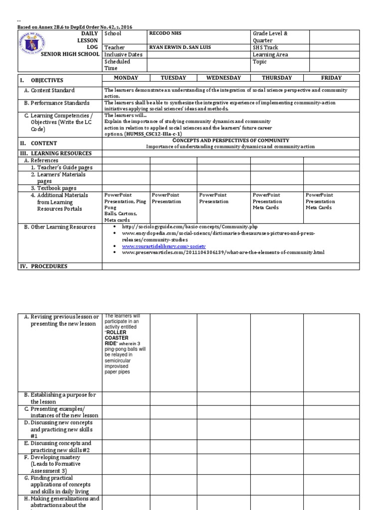1 SHS DAILY LESSON LOG DLL TEMPLATE by | Download Free PDF | Education Theory | Psychological ...