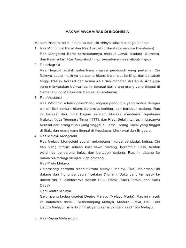 Macam-Macam Ras Indonesia | PDF