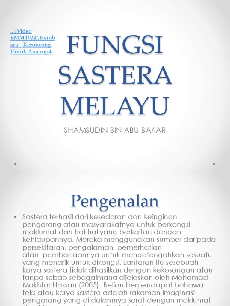Tajuk 8 Fungsi Sastera Melayu | PDF