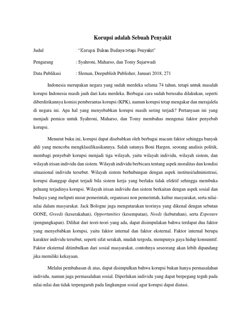Korupsi Adalah Penyakit Bukan Budaya | PDF | Politik Korupsi Adalah Penyakit Bukan Budaya | PDF | Politik
