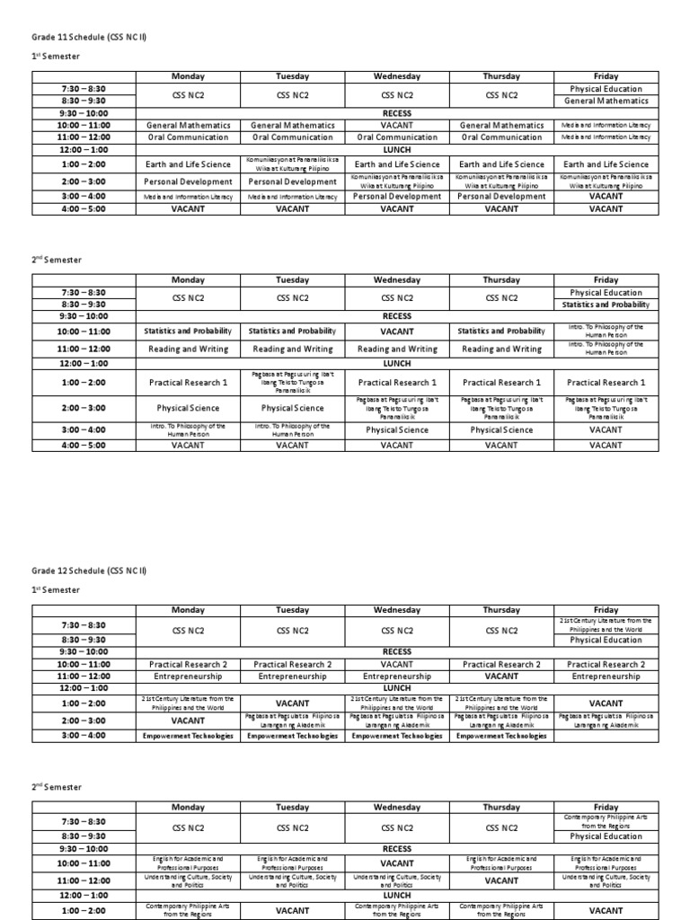 CSS Schedule | PDF | Behavior Modification | Cognition