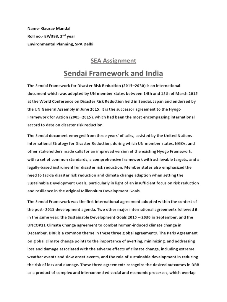 Sendai Framework | PDF | Disaster Risk Reduction | Risk Management