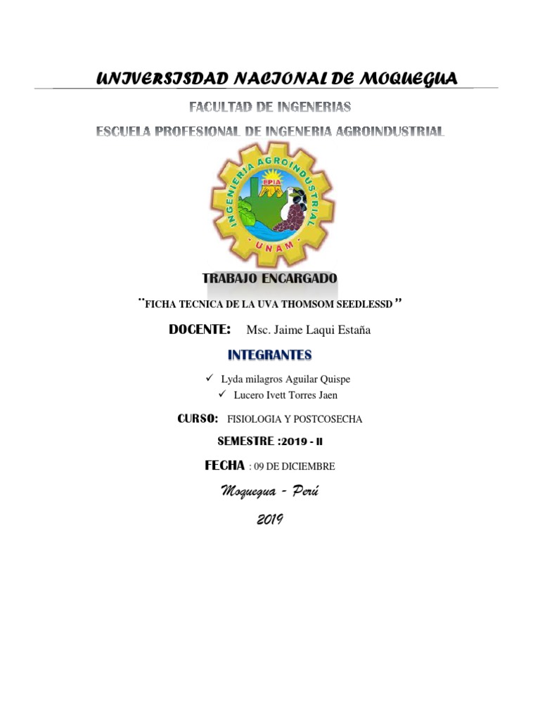 Ficha Técnica de la Uva Thompson Seedless | PDF | Humedad relativa ...