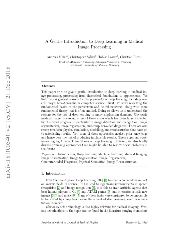 A Gentle Introduction To Deep Learning in Medical Image Processing ...