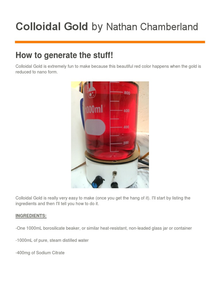 How to Make Colloidal Gold | PDF | Gold | Sodium Chloride