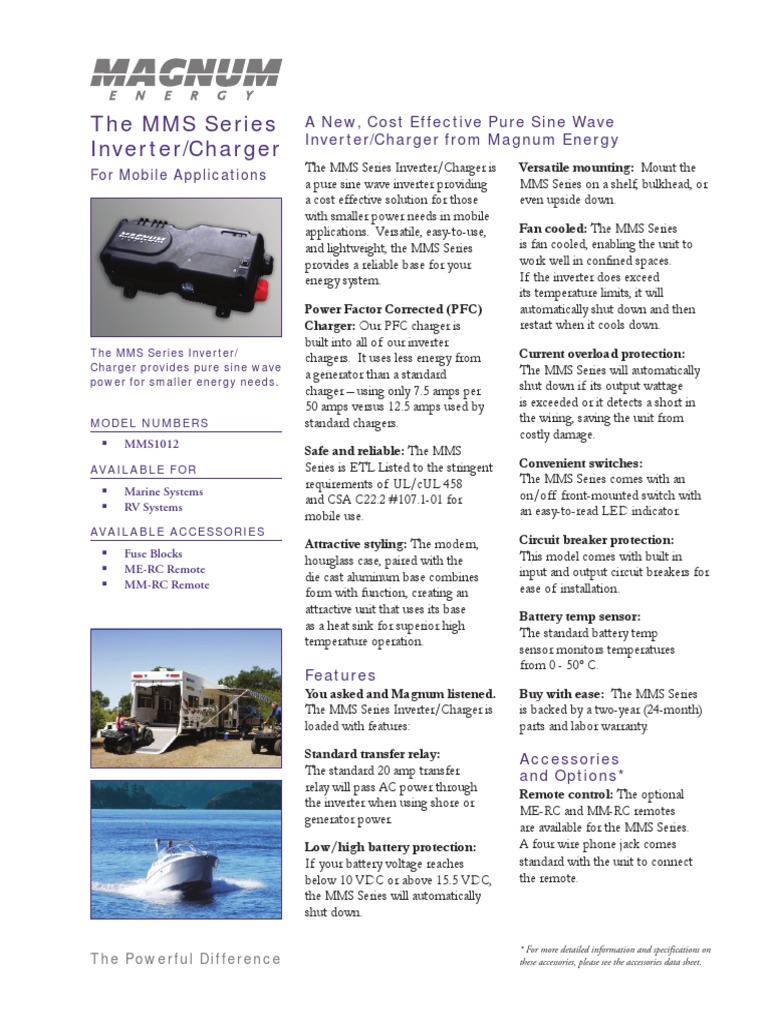 MAGNUM MMS-1012 MMS-Series-Data-Sheet | PDF | Power Inverter | Battery ...