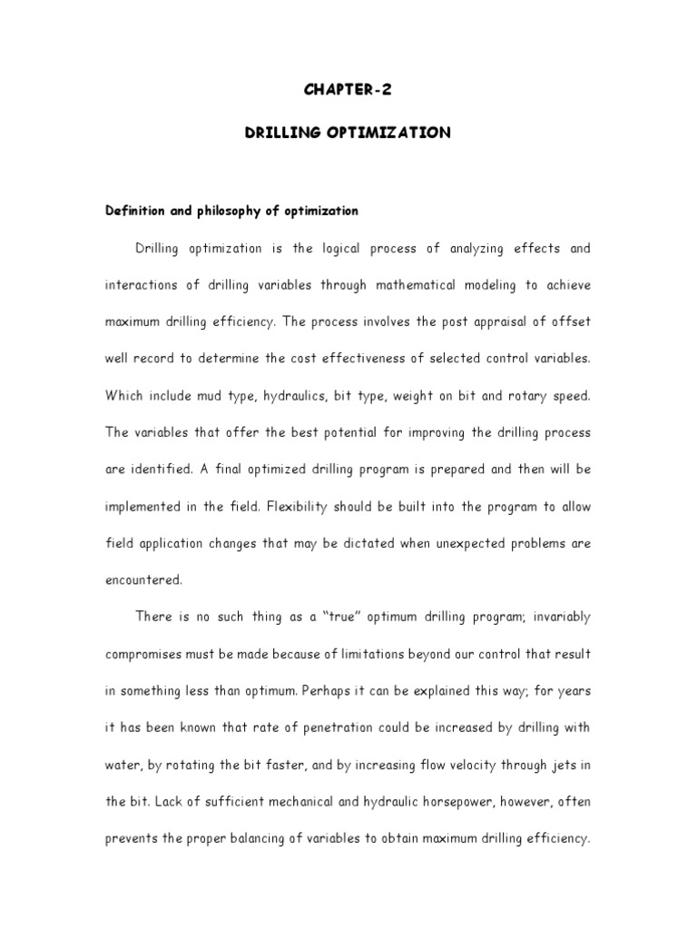Drilling Optimization Pdf Pdf Oil Well Drilling Rig