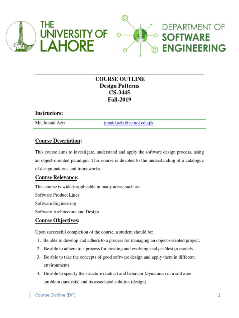 Course Outline | Download Free PDF | Software Design Pattern | Object Oriented Programming