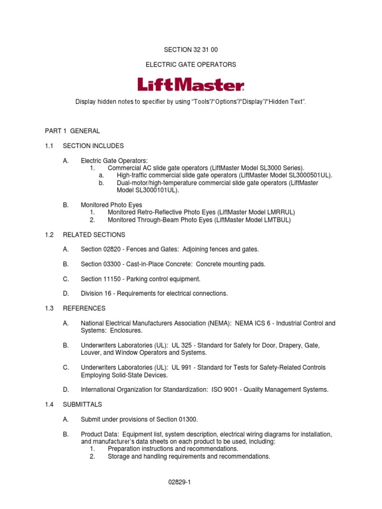 LiftMaster SL3000 Specification English 1 1 18 | PDF | Wireless ...