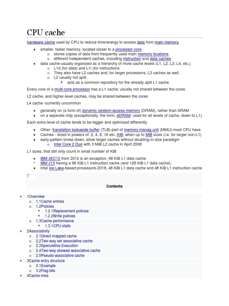 CPU Cache | PDF | Cpu Cache | Central Processing Unit