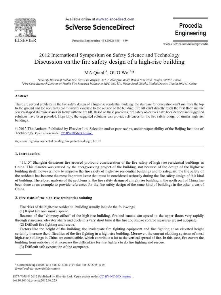 Discussion On The Fire Safety Design of A High-Rise Building PDF ...