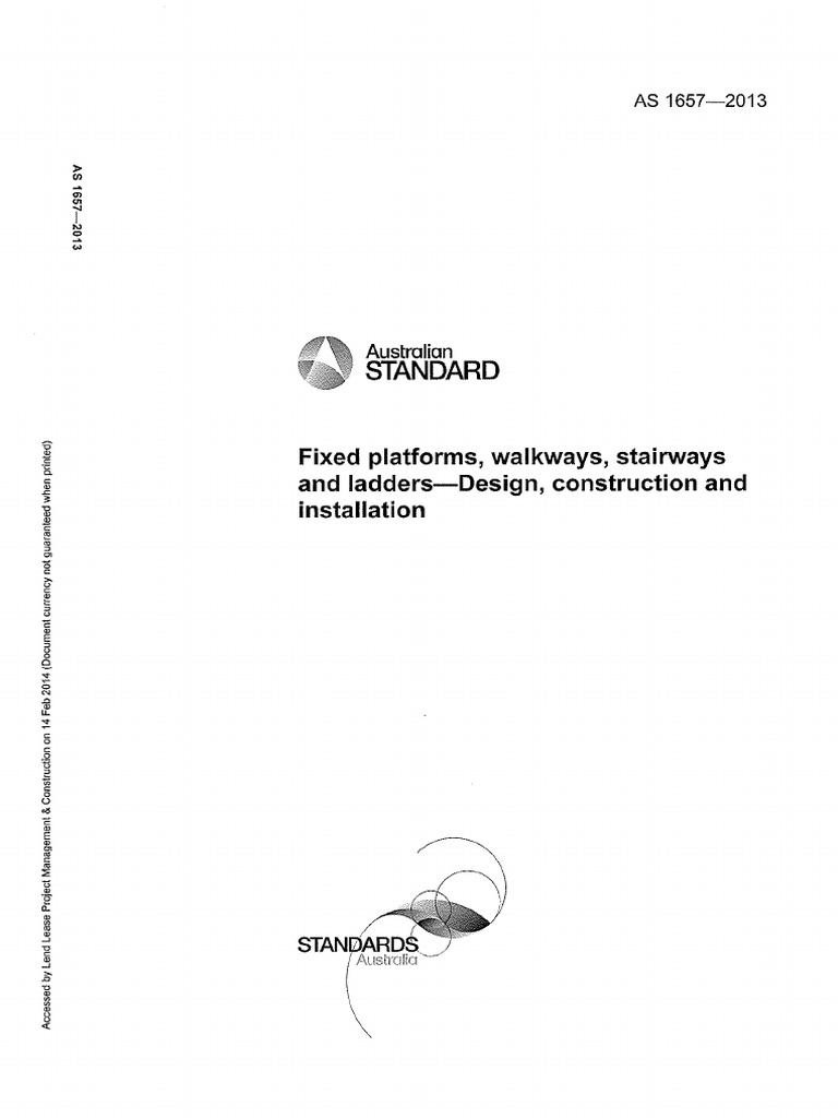 AS 1657 - 2013 - Fixed Platforms, Walkways and Ladders PDF | PDF